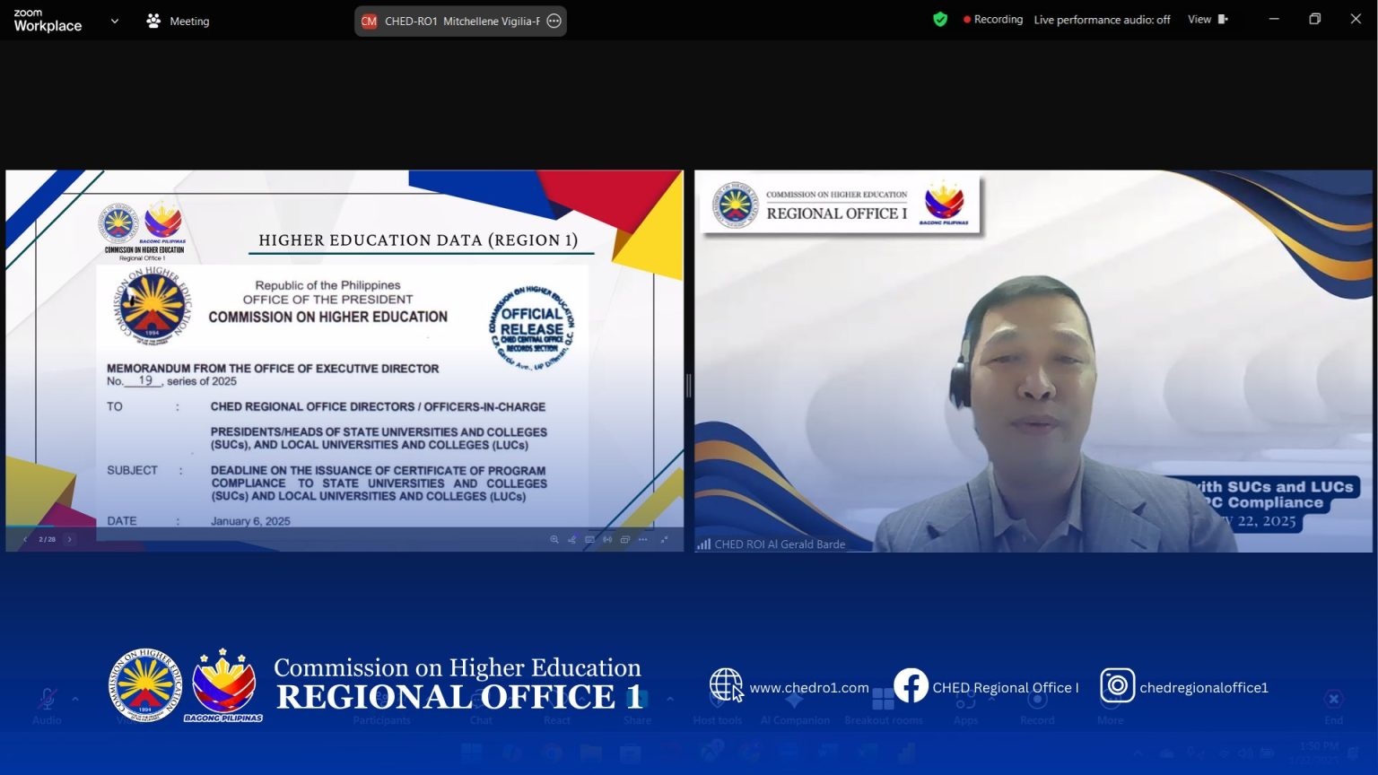 CHED RO1 boosts COPC Compliance through back-to-back meetings with SUCs ...