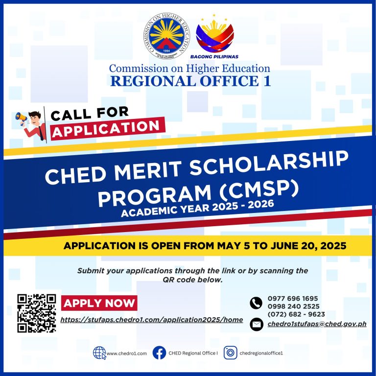 The CHED Merit Scholarship Program (CMSP) is now open for applications ...